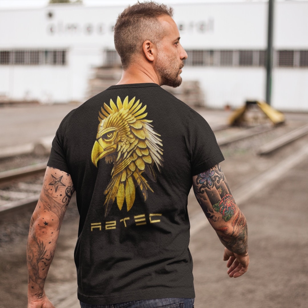 UNISEX T-SHIRT AZTEC Culture, Iconic Golden Eagle, Ancestral Design and ...