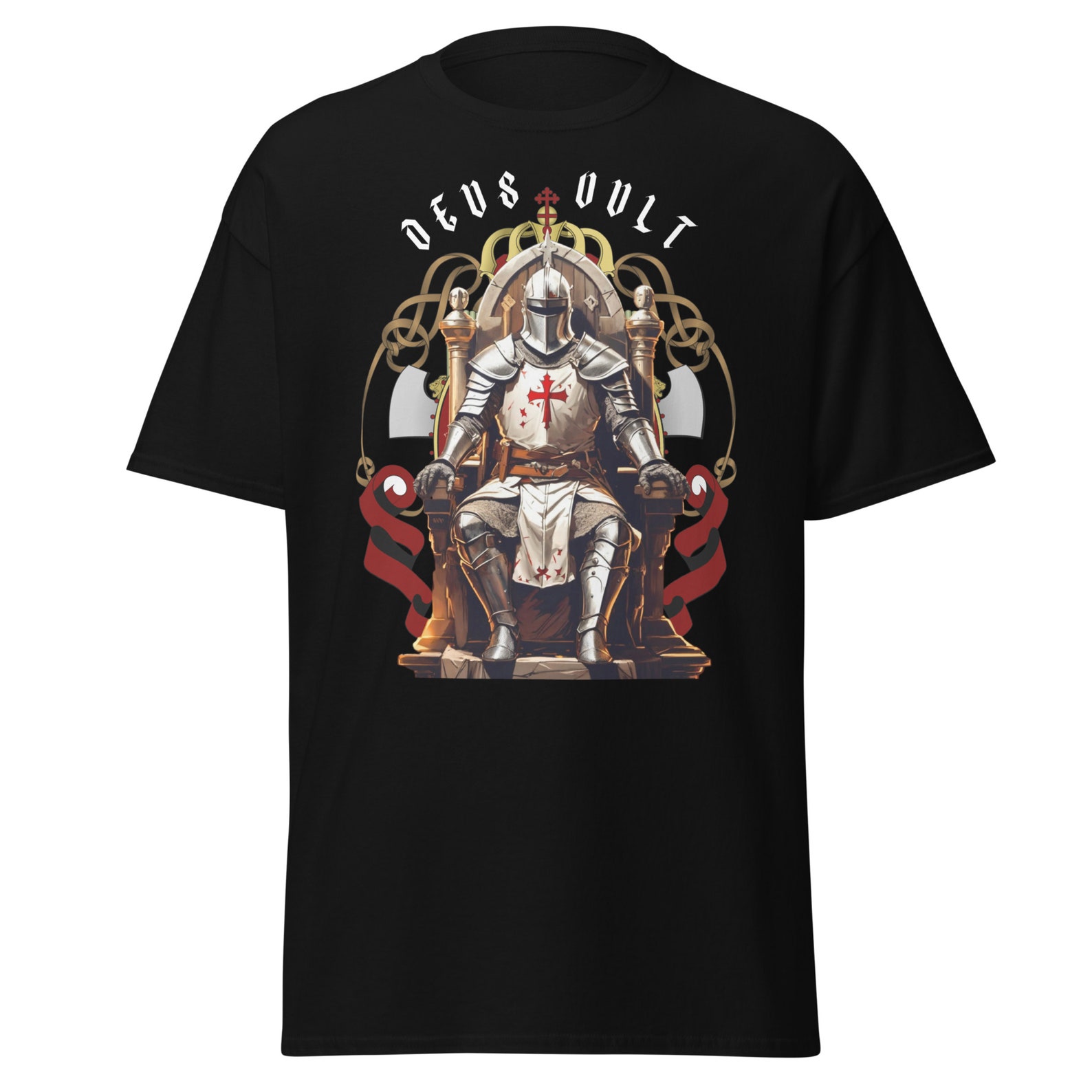 KNIGHTS TEMPLAR Men's T-shirt, Quality Cotton, Soft and Comfortable, Medieval Black Knight Print ...