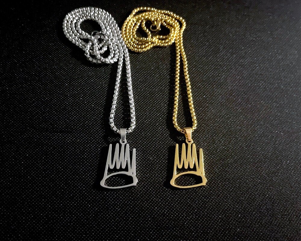 Cole Crown Chain, Silver Golden Stainless Steel Necklace Rapper Cole ...