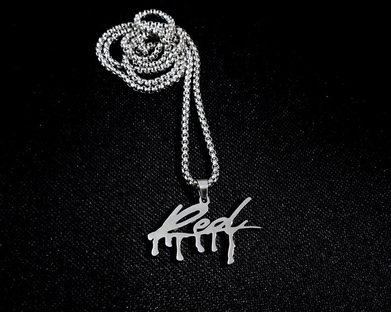 Red Chain, Silver Stainless Steel Necklace American Rapper Hip Hop ...