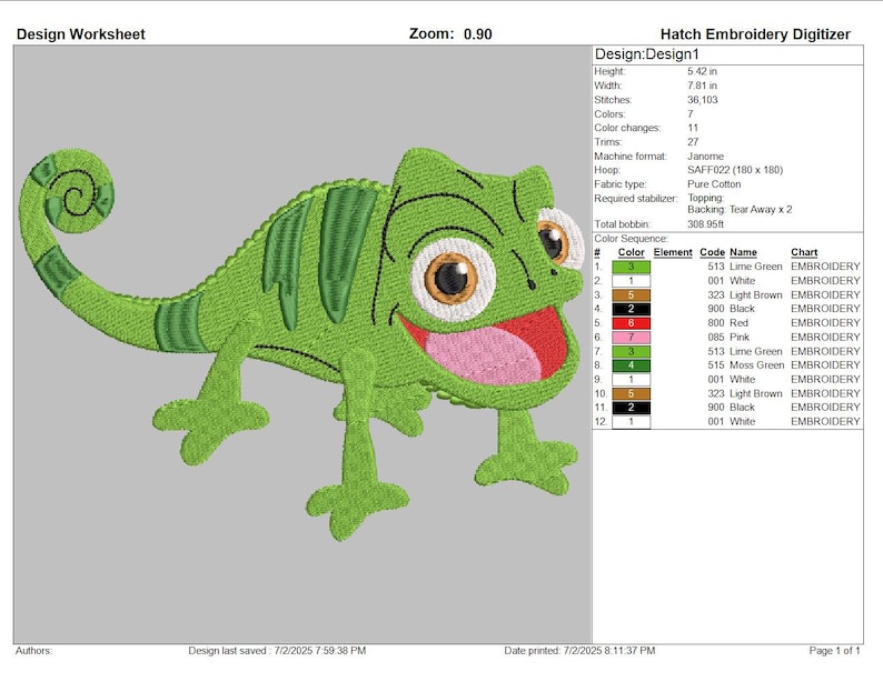 Pascal Chameleon Embroidery Design, Tangled Embroidery Designs, Disney ...