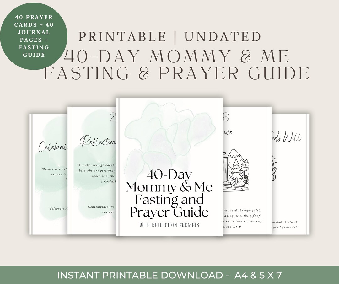 40-day Mommy and Me Green Prayer Card + Coloring Page Bundle, Lenten ...