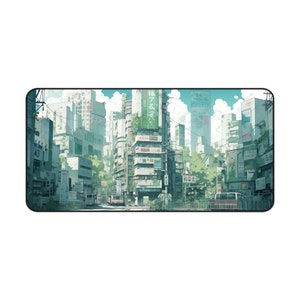 Tokyo City Desk Mat, Japanese Green Matcha Mousepad XL - Etsy