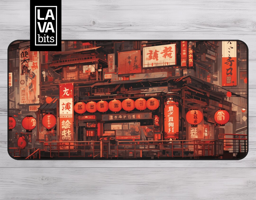 Tokyo Desk Mat Orange Hues City Desk Mat XL Mousepad Japanese - Etsy UK