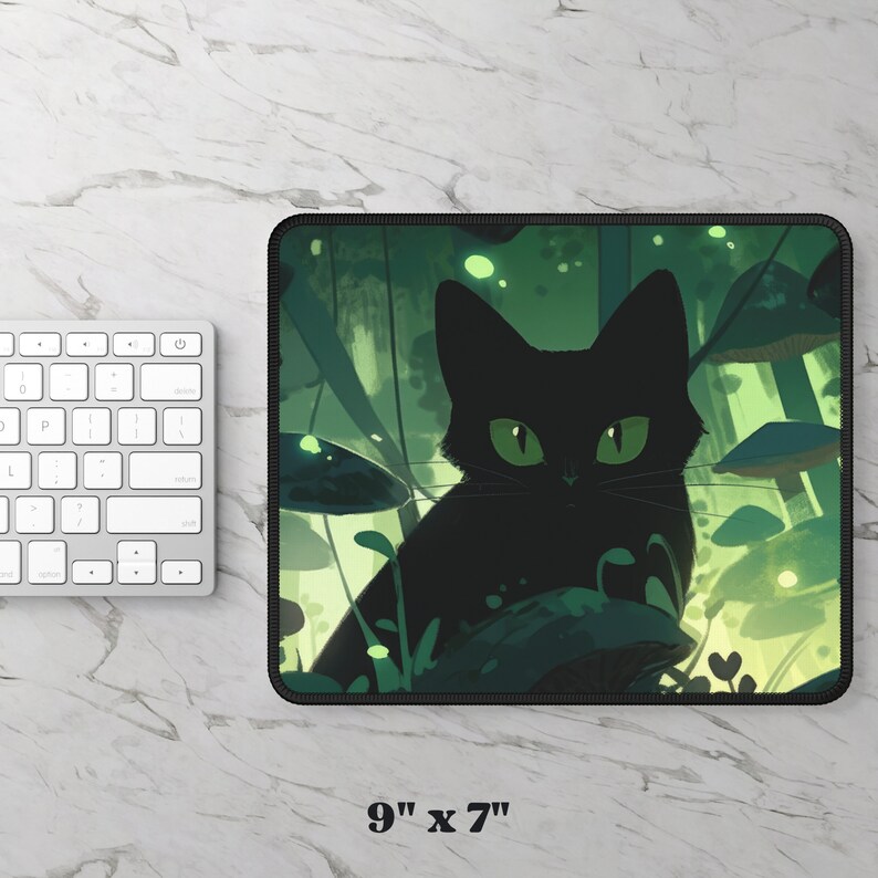 Mushroom Deskmat Anime Cat Mouse Pad Cute Green XL Mousepad - Etsy