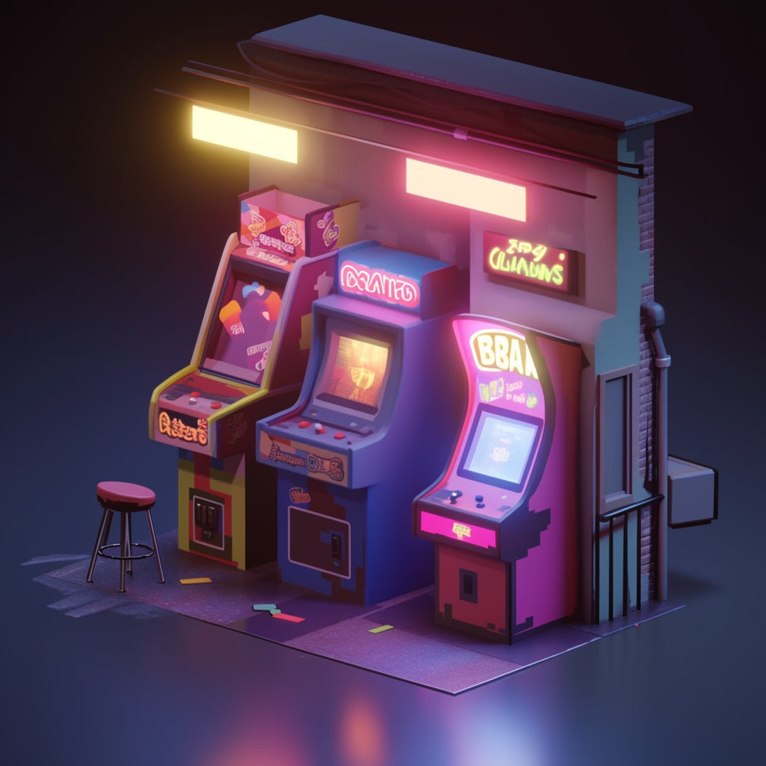 Isometric Poster Retro Arcade Machine Wall Art - Etsy