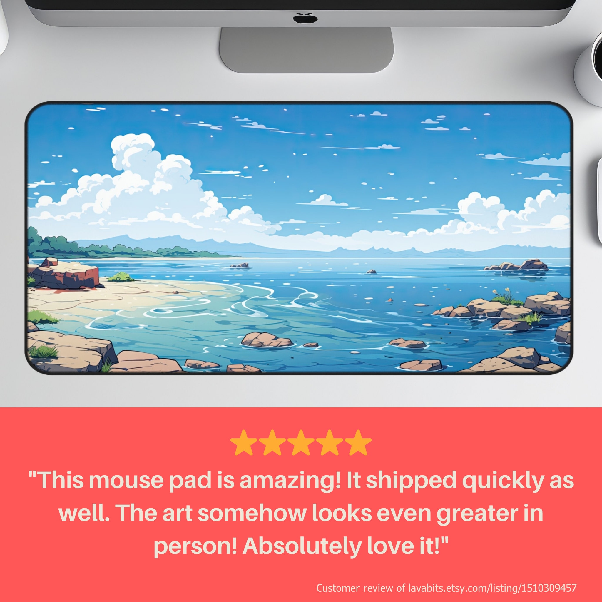 Ocean Desk Mat Aesthetic Deskpad Anime Mousepad Ocean 12x22 - Etsy