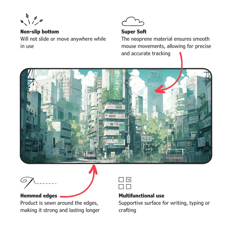 Tokyo Desk Mat Green City Desk Mat XL Mousepad Japanese Matcha - Etsy