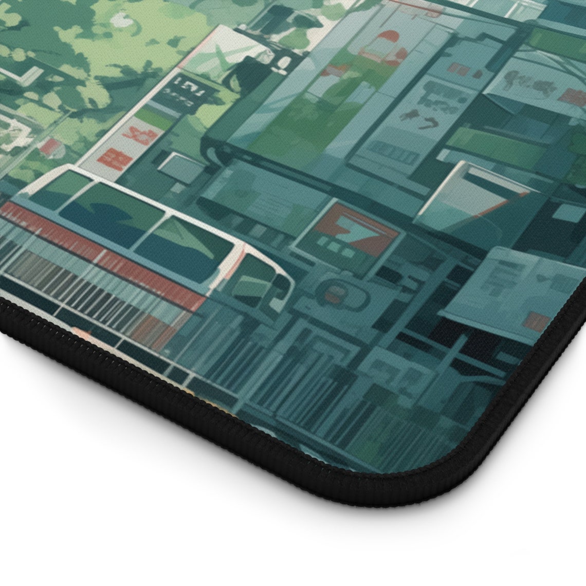 Tokyo City Desk Mat, Japanese Green Matcha Mousepad XL - Etsy