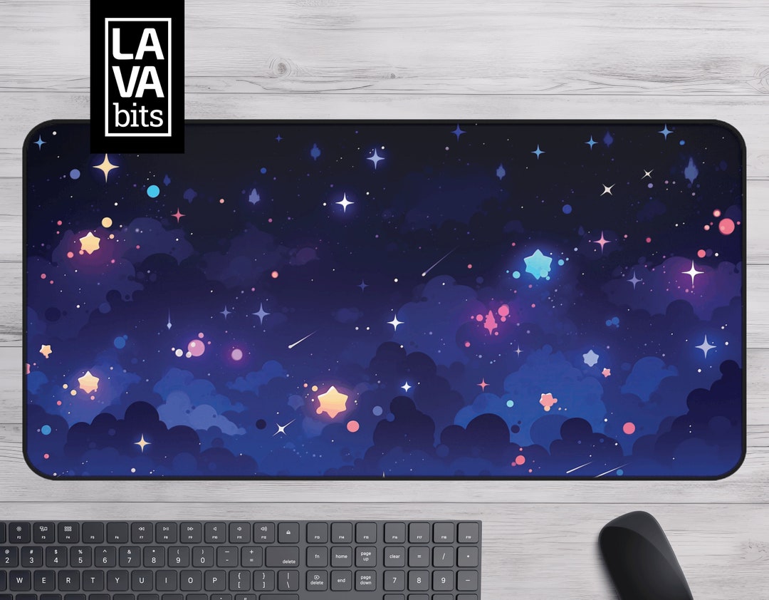 Cute Cloud Stars Lofi Desk Mat Aesthetic Stars Desk Mat Cloud Desk ...