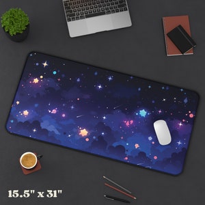 Cute Cloud Stars Lofi Desk Mat Aesthetic Stars Desk Mat Cloud Desk ...