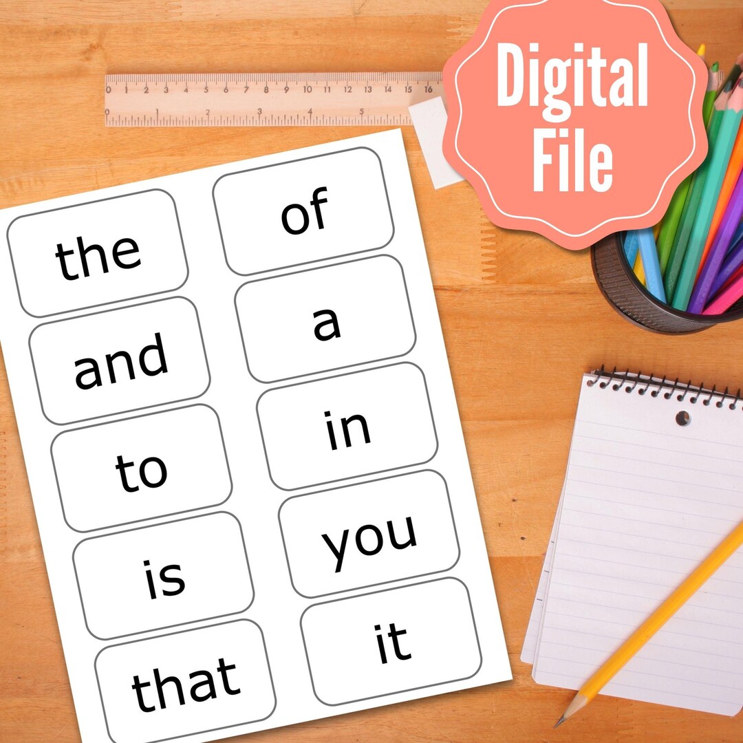 100 Sight Word Flashcards, Kindergarten Sight Words, High Frequency ...