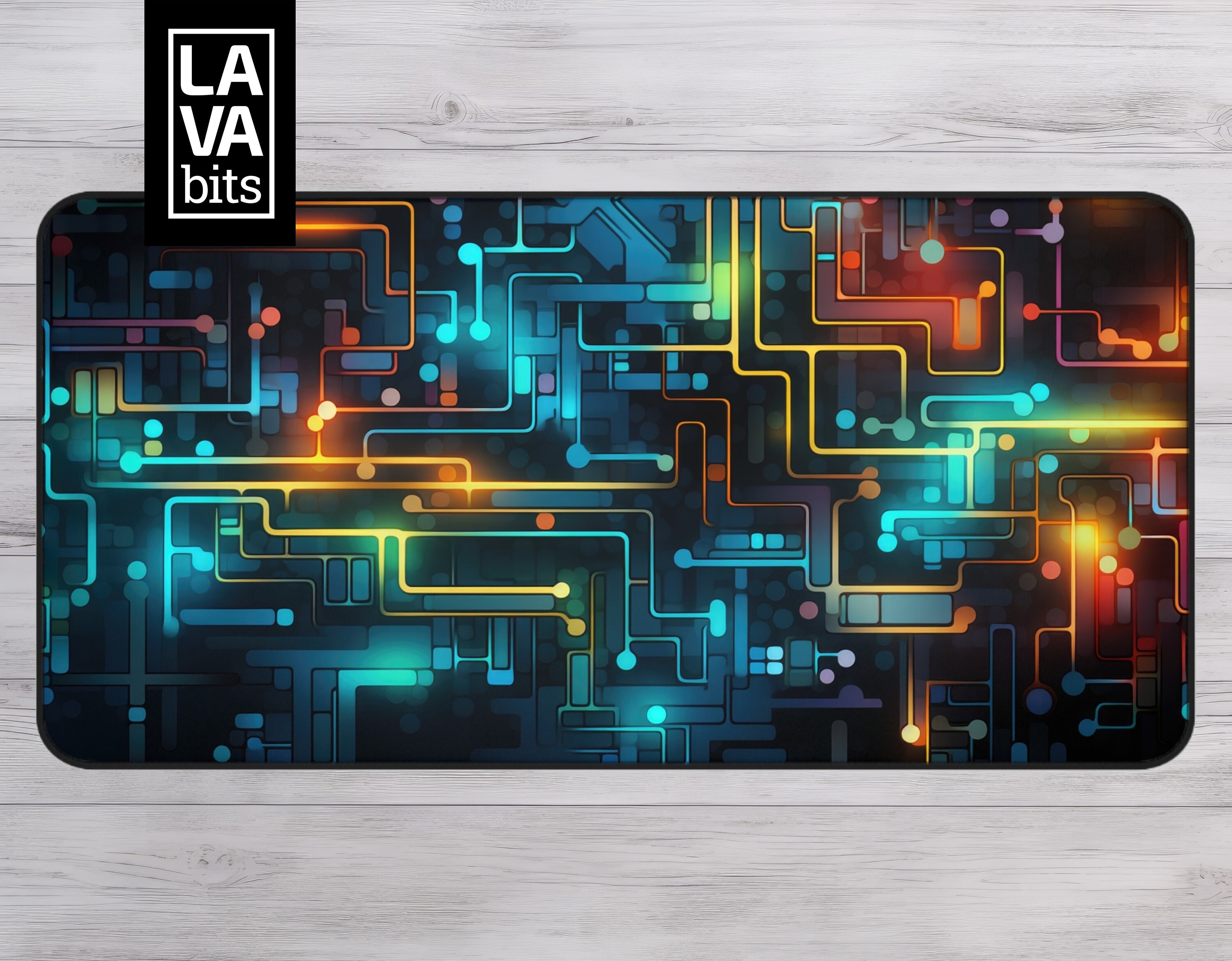 Vibrant Neon Desk Mat Aesthetic Tech Mousepad Orange Circuit - Etsy