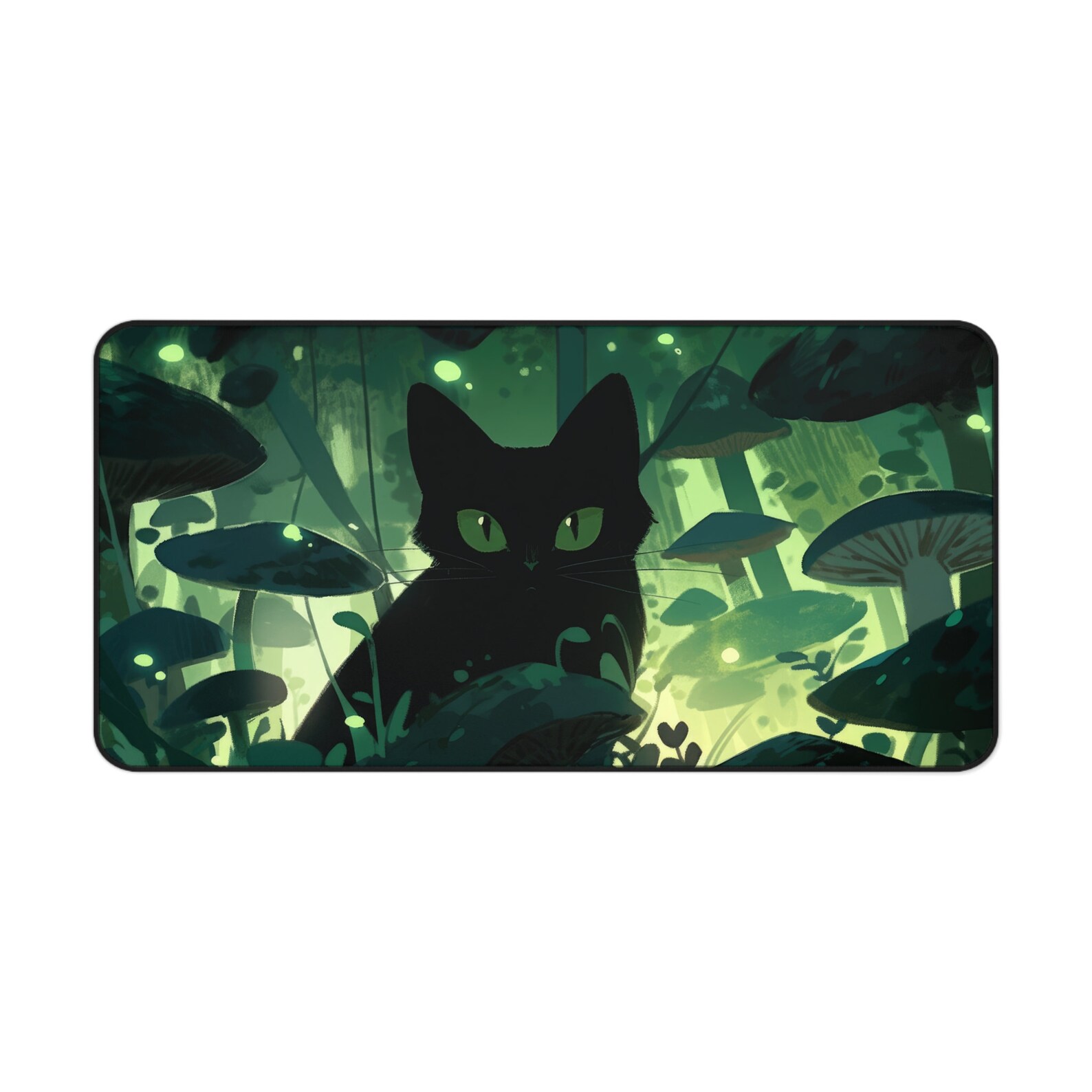 Mushroom Deskmat Anime Cat Mouse Pad Cute Green XL Mousepad - Etsy