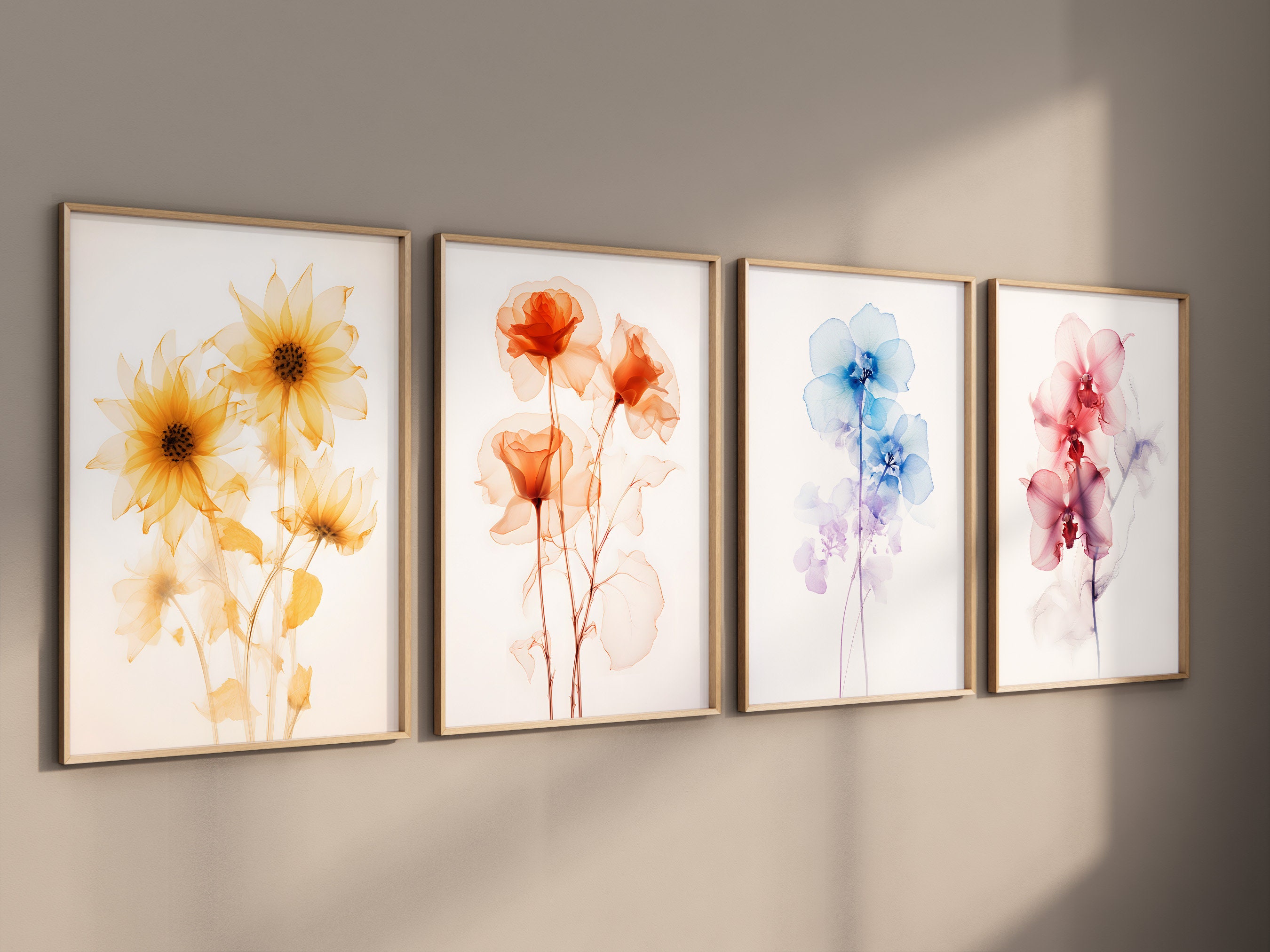 Eclectic Set of 8 X-ray Botany Prints Flower Wall Art, Modern Boho ...