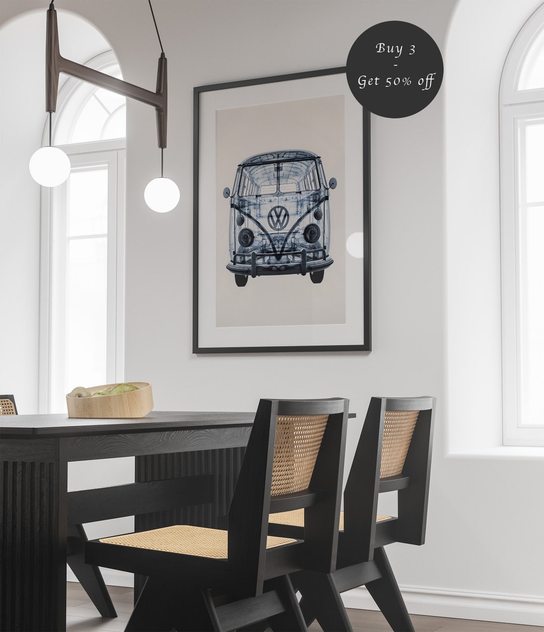 Retro VW Volkswagen Bus Wall Art X-ray Car Print Poster Decor ...