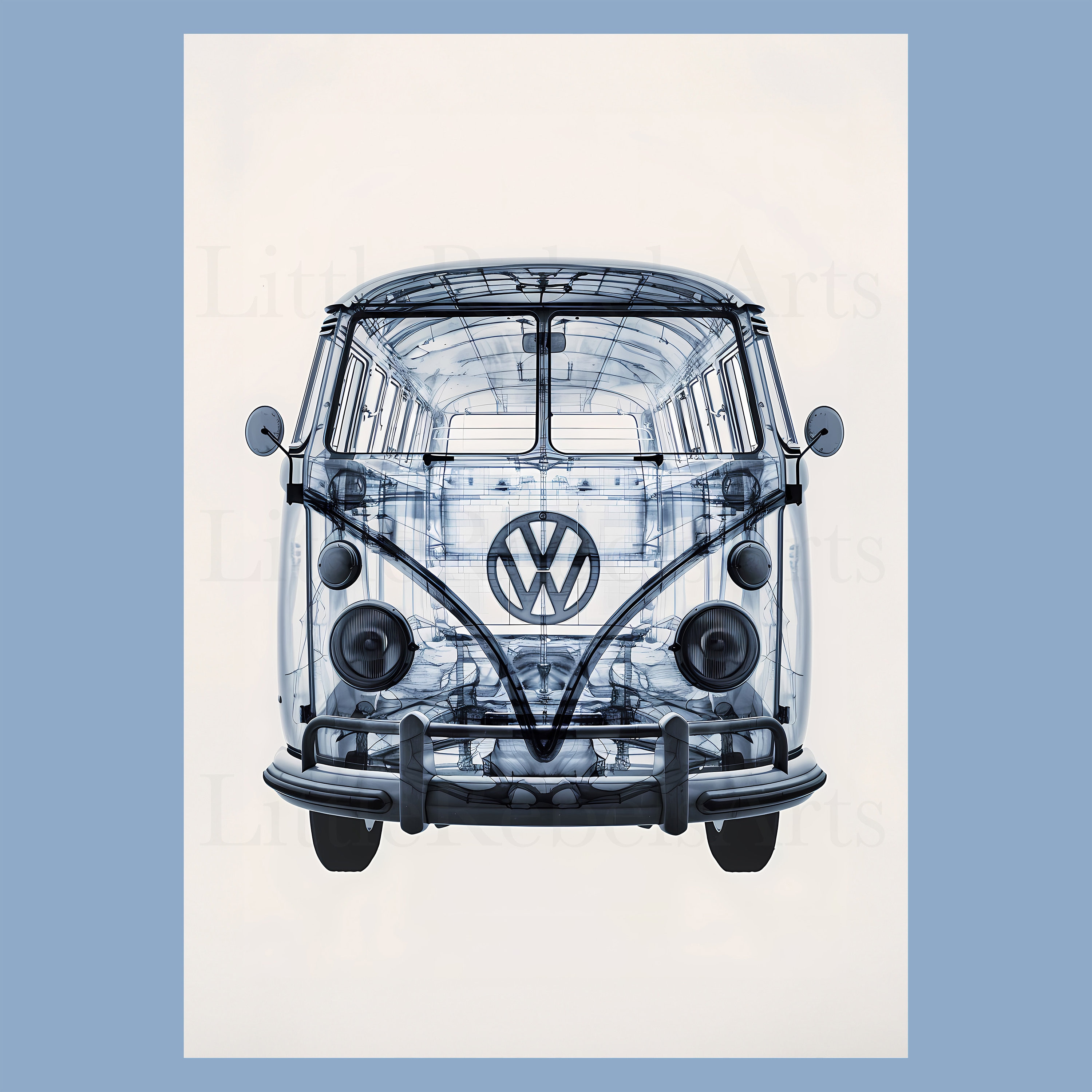 Retro VW Volkswagen Bus Wall Art X-ray Car Print Poster Decor ...