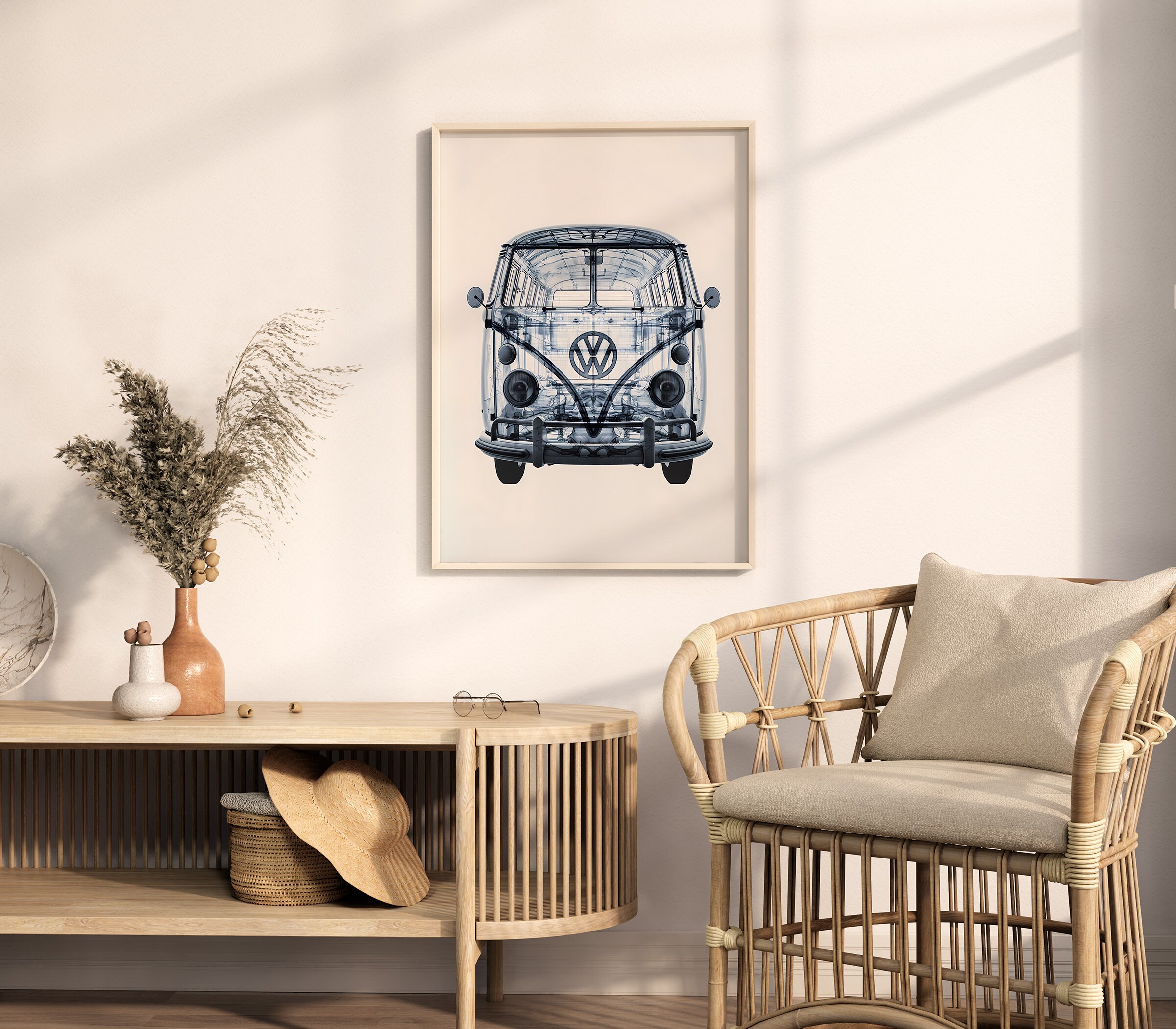 Retro VW Volkswagen Bus Wall Art X-ray Car Print Poster Decor ...