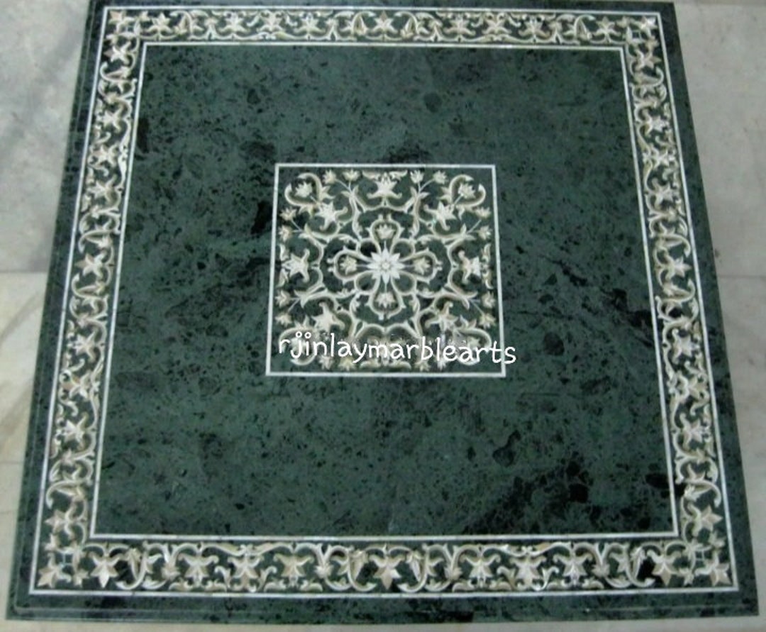 Square Green Marble Dining Table Hand Carving Patio Table Top - Etsy