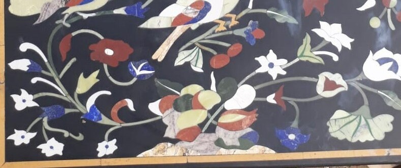 BLACK Marble Inlay Table Top, Birds Inlay Arts Coffee Table, Marble ...