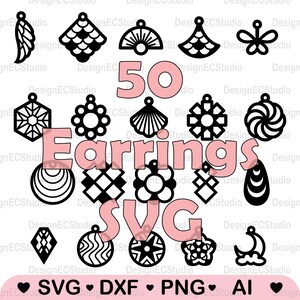 50 Digital Earring Templates - Laser Cutting, Vinyl Cutting, Leather ...