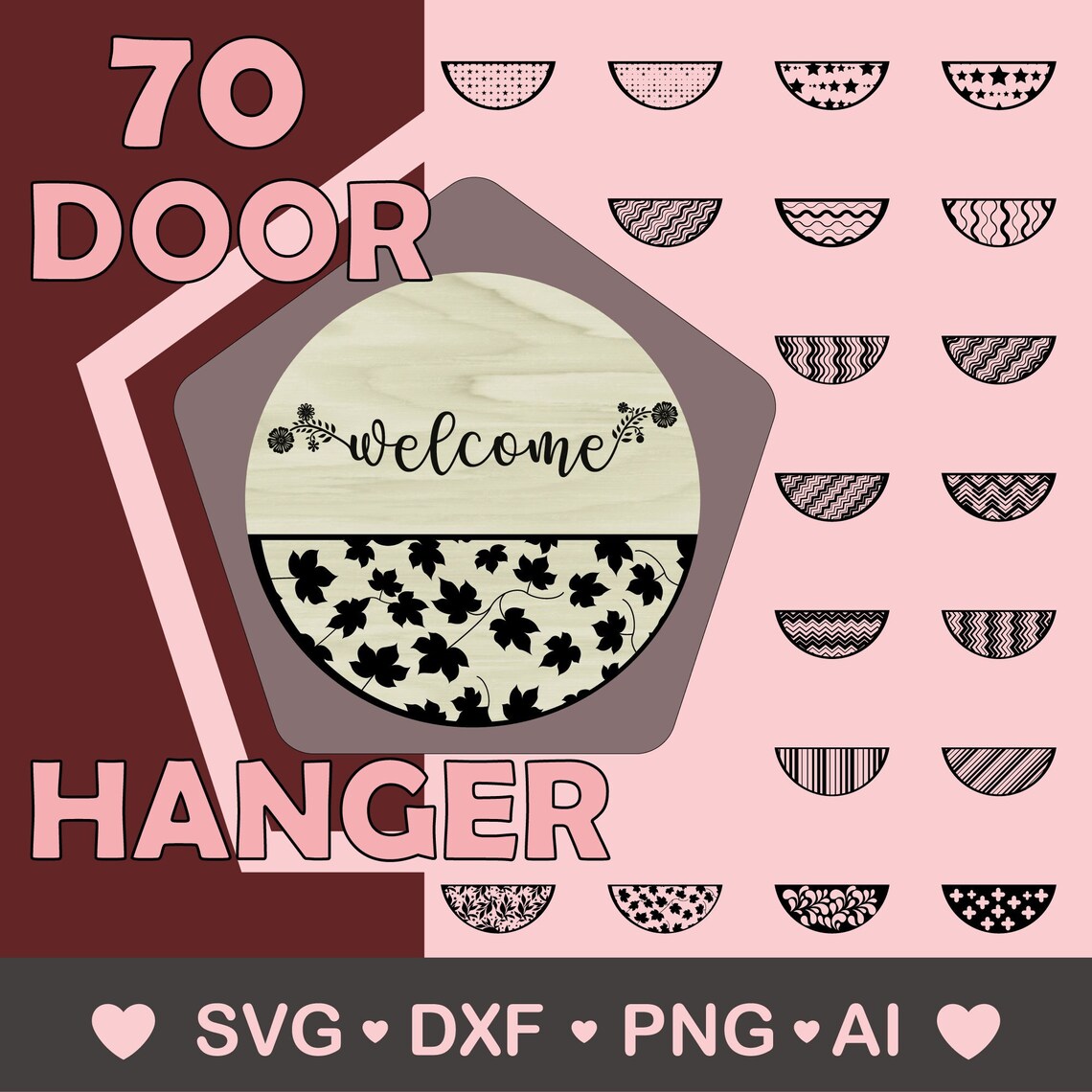 70 Door Hanger Bundle + 10 Wellcome Text, Farmhouse Round Wood Sign ...