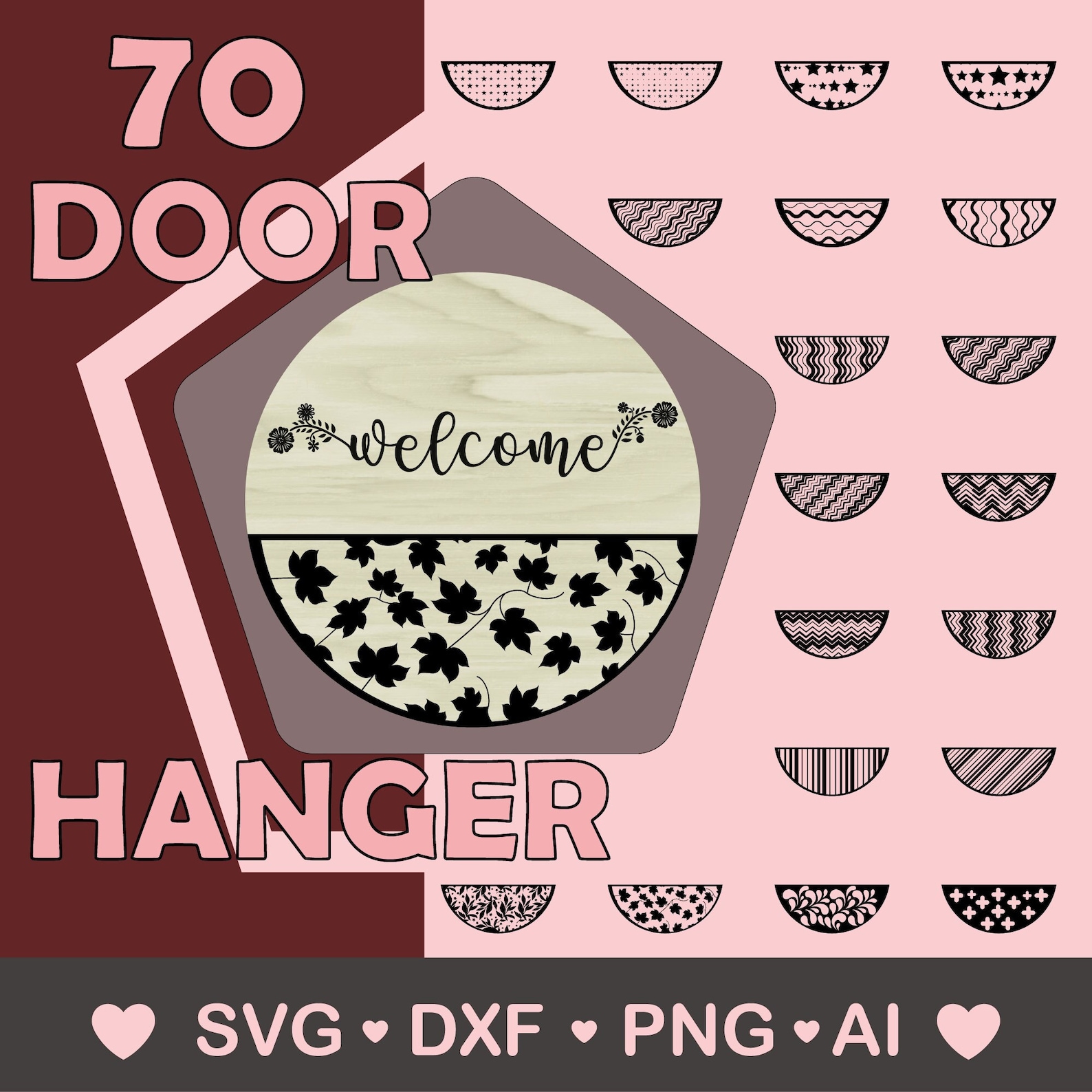 70 Door Hanger Bundle + 10 Wellcome Text, Farmhouse Round Wood Sign ...