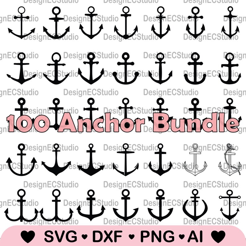 100 Anchor Svg Bundle, Anchor Rope SVG, Anchor Clipart, Anchor Cut File ...