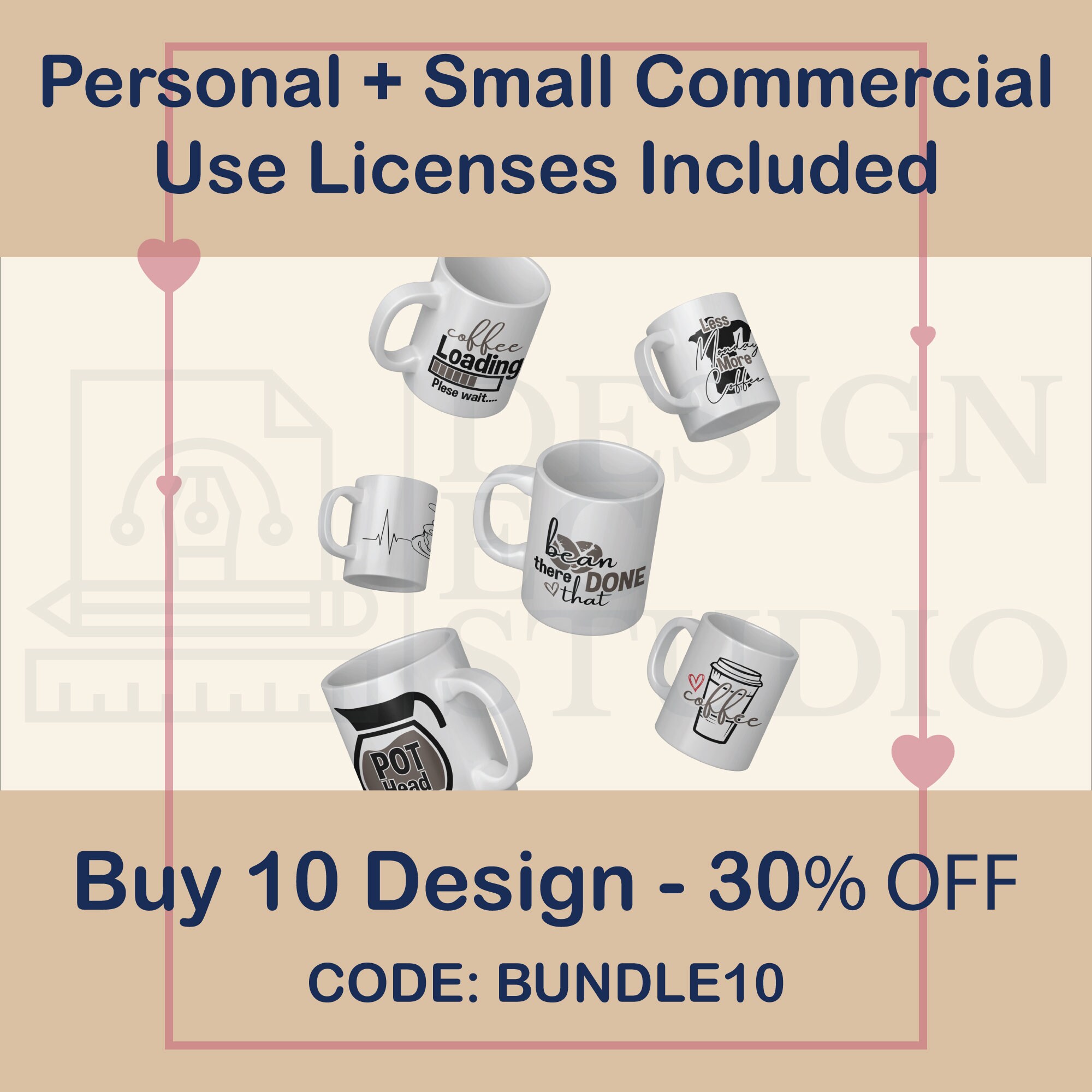 Digital Coffee Mug Design Bundle Set of 30 SVG Png Eps - Etsy