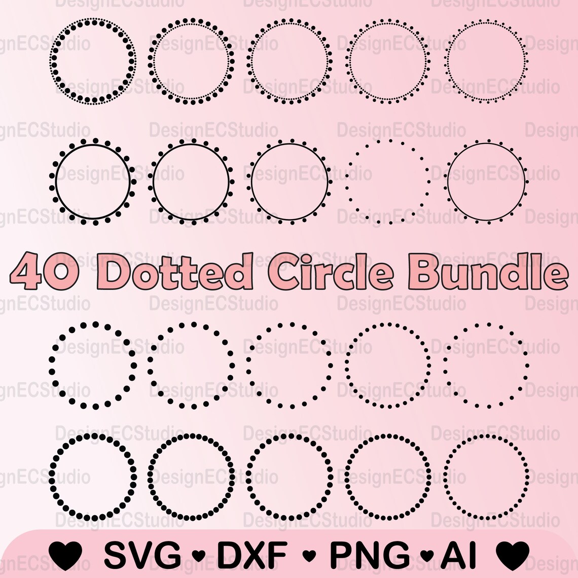 Dotted Circles Frame Cut Files SVG Dotted Circle Clipart - Etsy