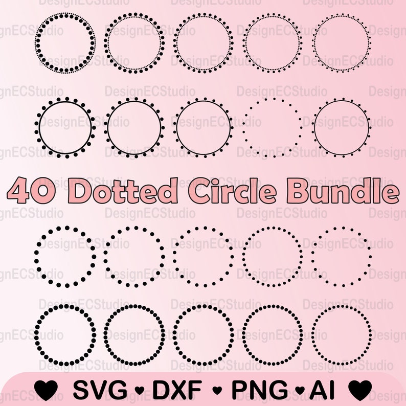 Dotted Circles Frame Cut Files SVG, Dotted Circle Clipart, Dotted ...