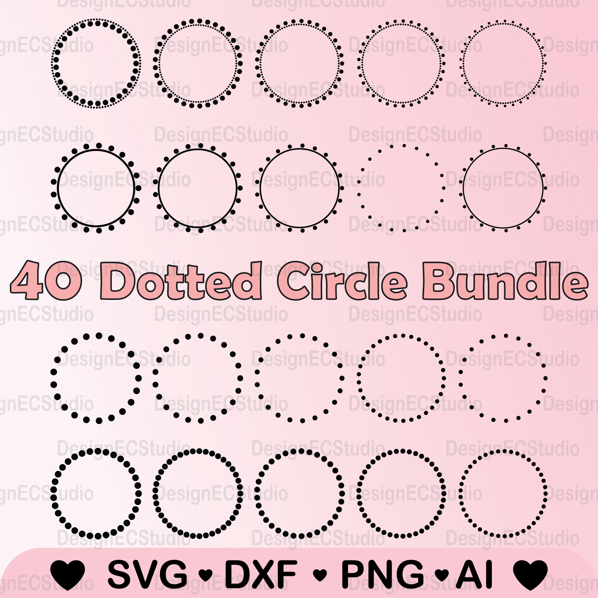 Dotted Circles Frame Cut Files SVG, Dotted Circle Clipart, Dotted Monogram, Circle Frame SVG ...