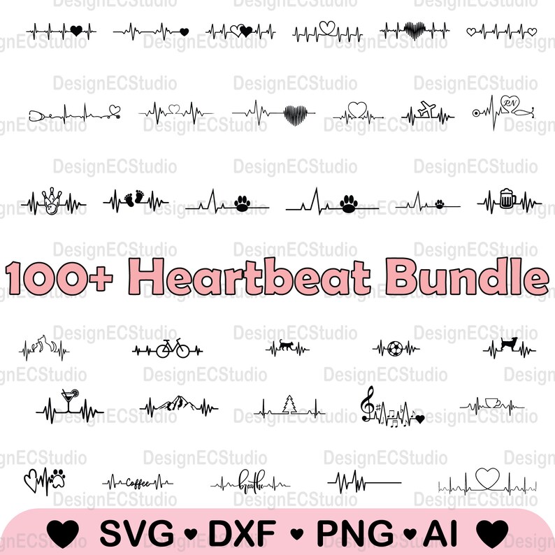 100+ Huge Heartbeat Bundle, Stethoscope Health Heart Nurse Paw ...