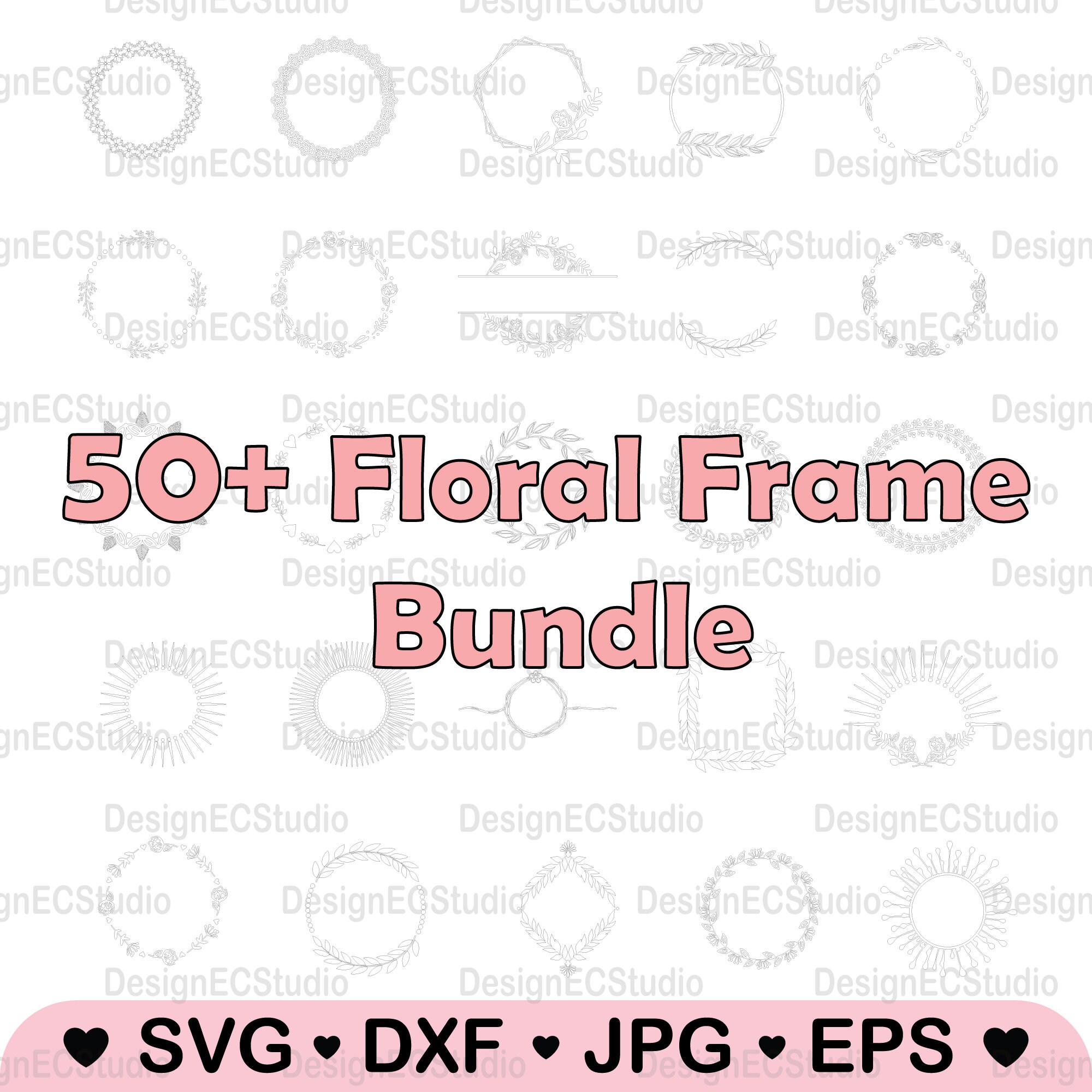 50+ Floral Border SVG Bundle, Wildflower Svg, Botanical Frame Wedding ...