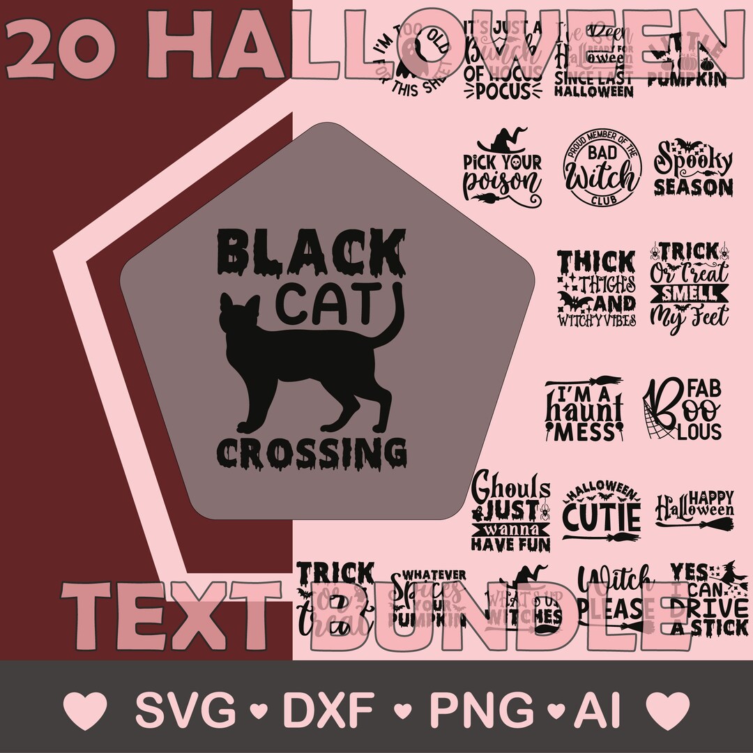 20 Halloween Text Bundle - Svg, Ai, Png, Dxf - Perfect for Laser ...