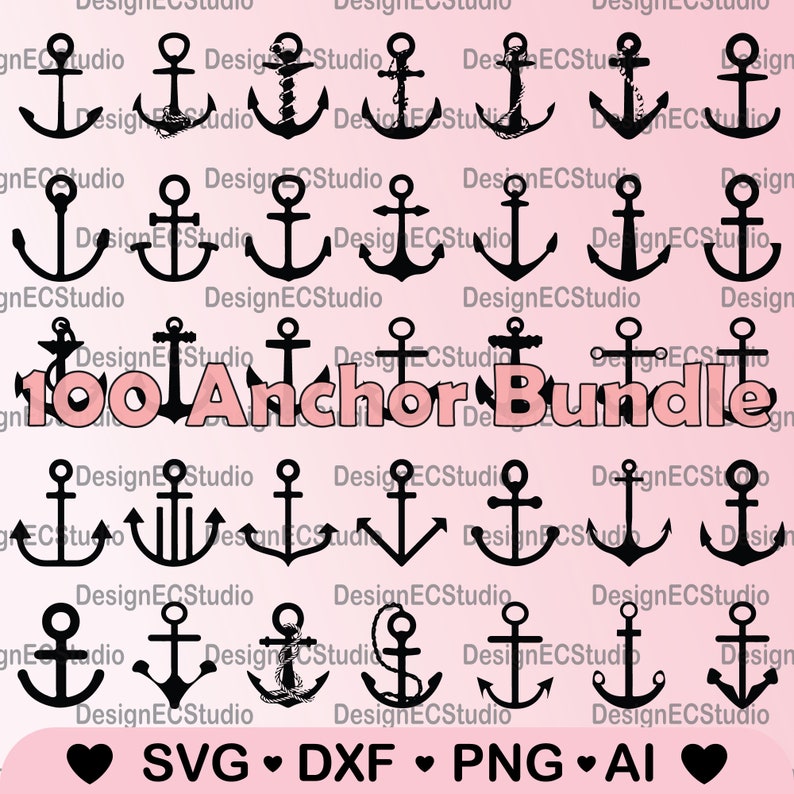 100 Anchor Svg Bundle, Anchor Rope SVG, Anchor Clipart, Anchor Cut File ...