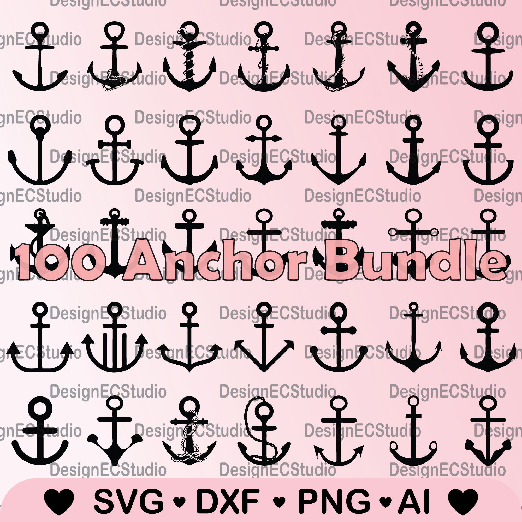 100 Anchor Svg Bundle, Anchor Rope SVG, Anchor Clipart, Anchor Cut File, Wheel Svg, Boat Anchor ...
