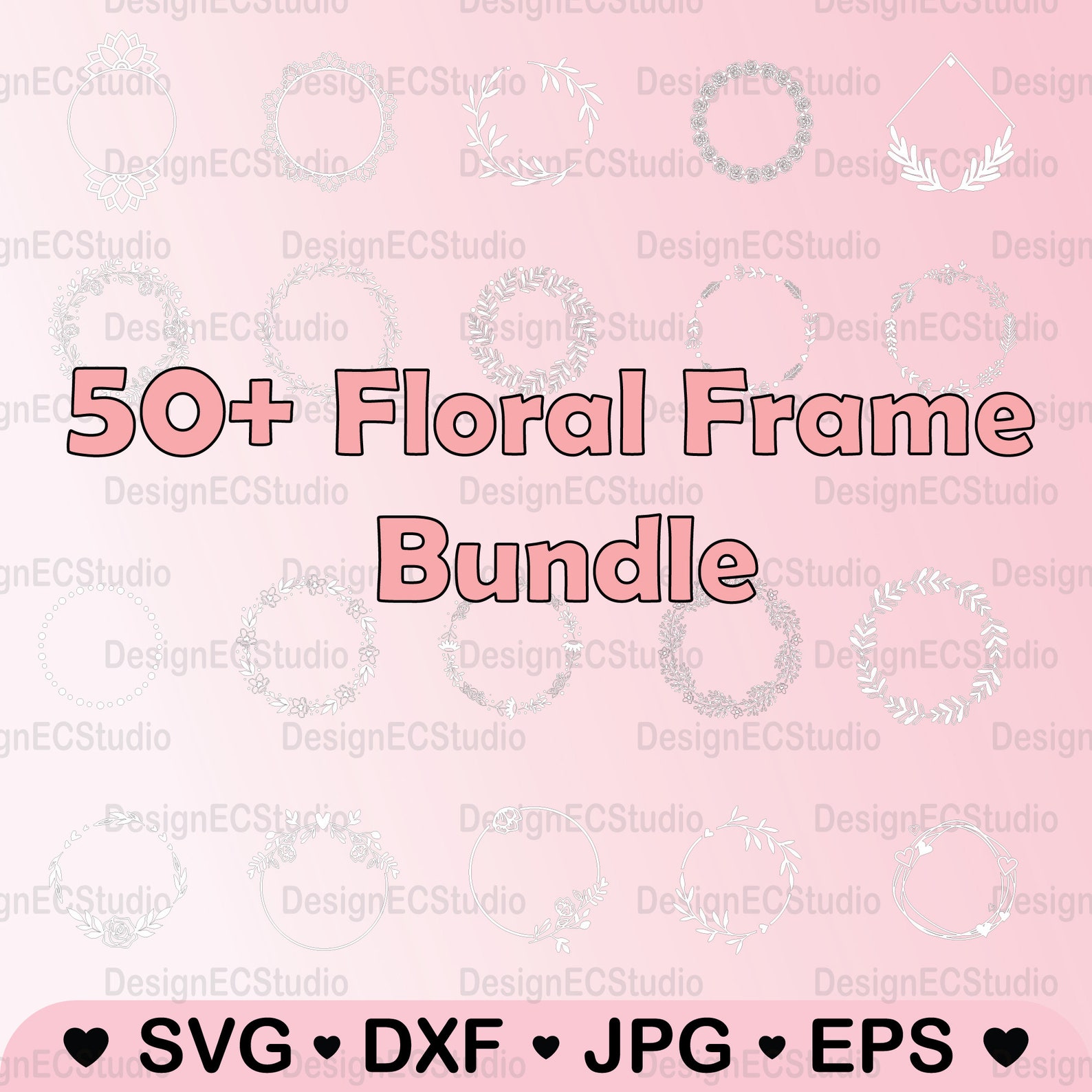 50+ Floral Border SVG Bundle, Wildflower Svg, Botanical Frame Wedding ...