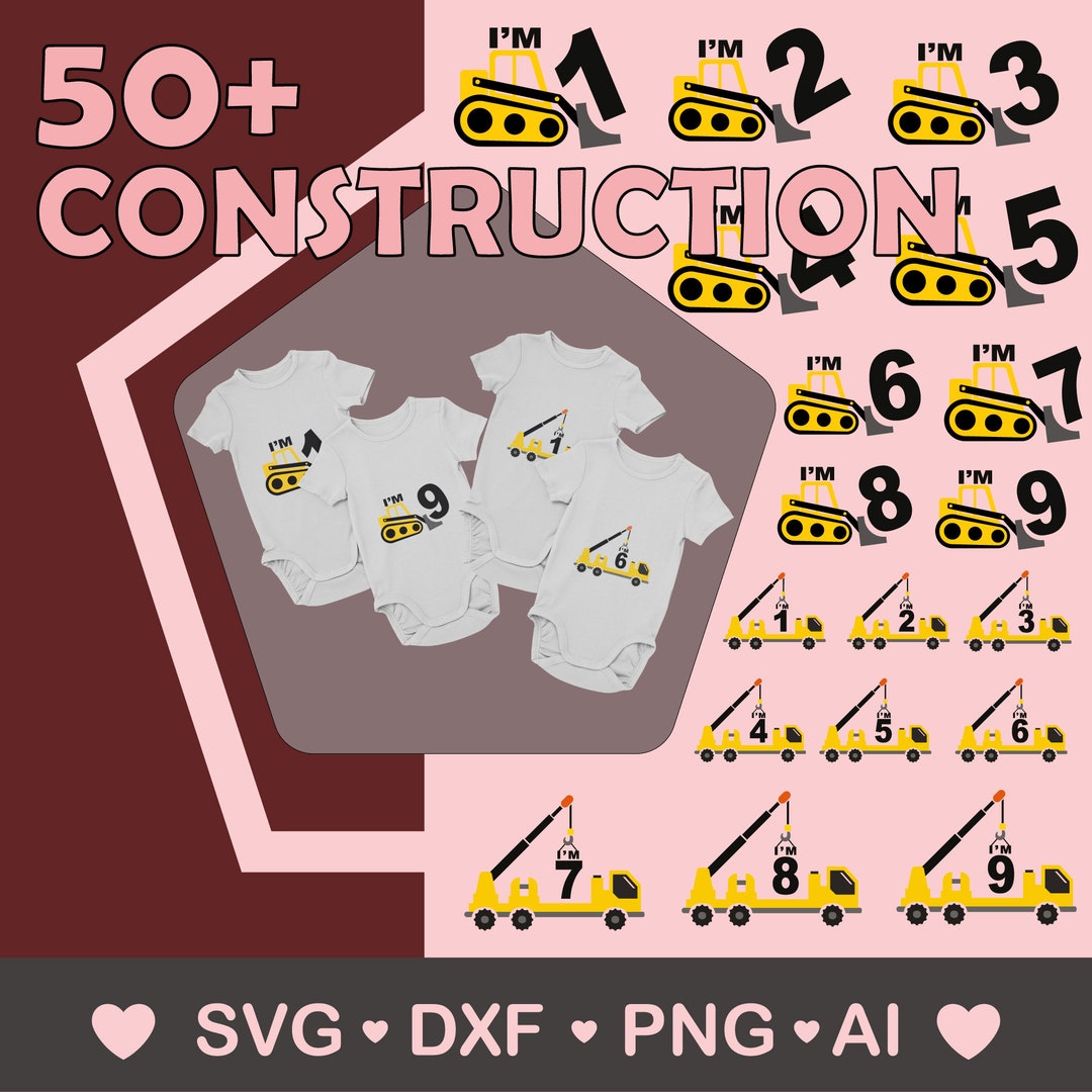 Digital Construction Bundle - Set of 50 - SVG, PNG, AI - Ideal for Laser Cutting, Printing, and ...