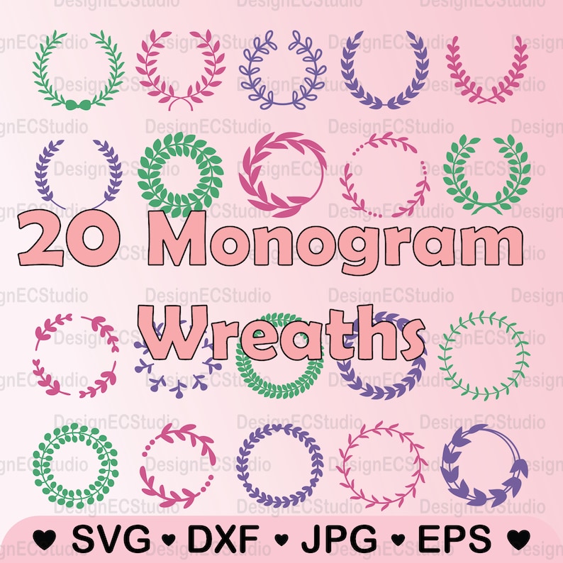 20+ Wreath Monogram Svg Circle Frame, Wedding Wreath, Wreath Svg Bundle ...