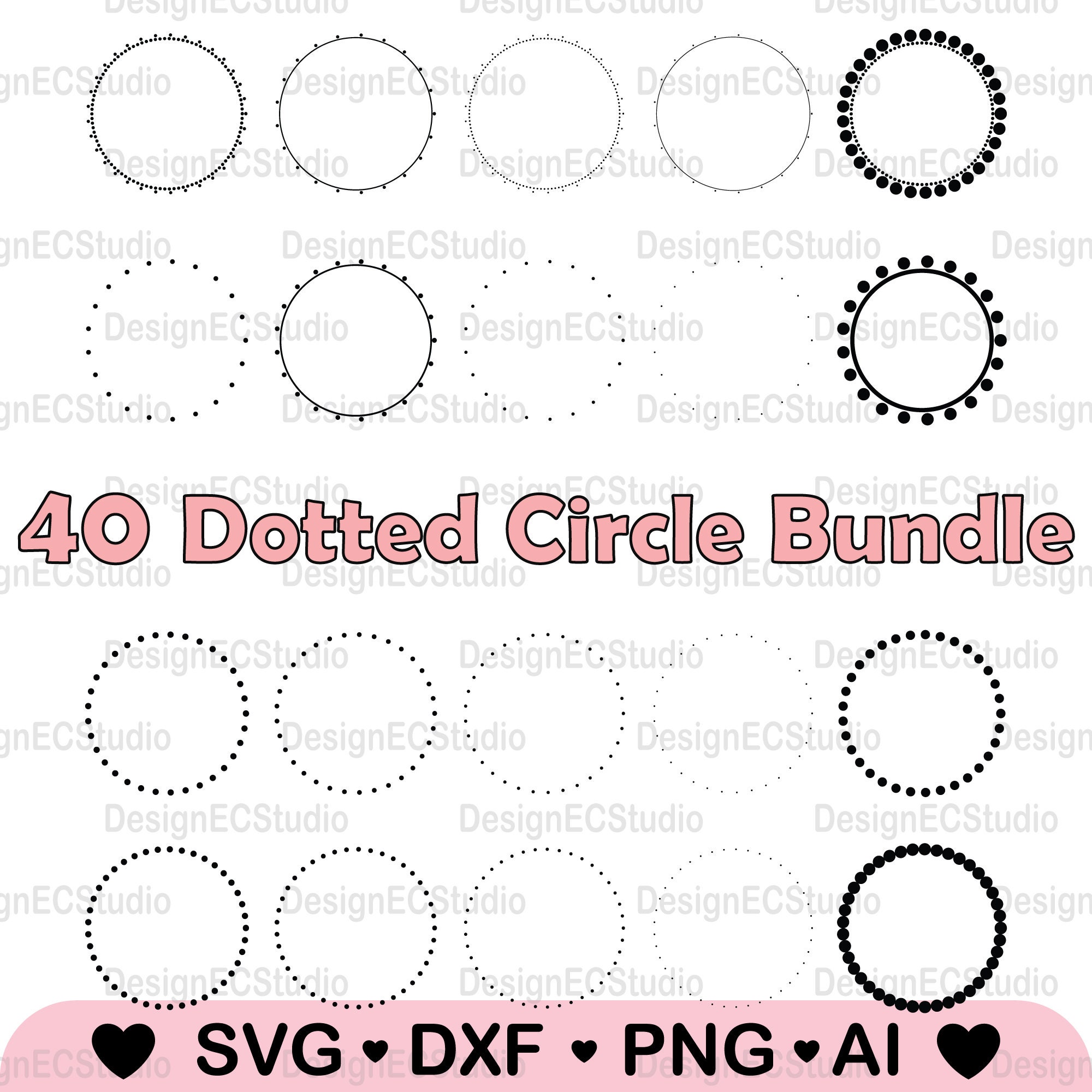 Dotted Circles Frame Cut Files SVG, Dotted Circle Clipart, Dotted ...