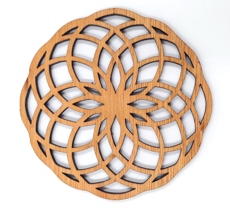Mandala Geometry Round Coasters. Table Decoration, Dining Set, Wooden ...