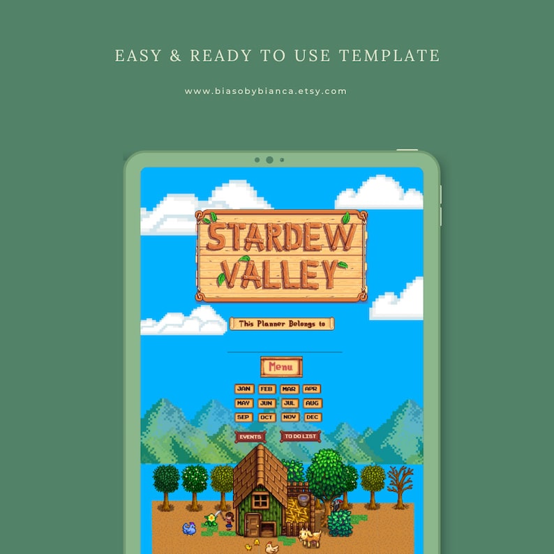 Stardew Valley Monthly Digital Planner With to Do List, Clickable Menus ...