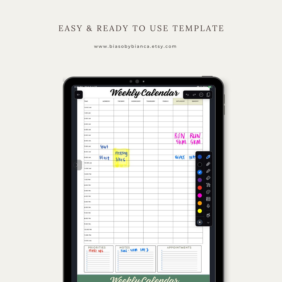 24 Hour Time Blocking Template,digital Planner With 30 Minutes Daily ...