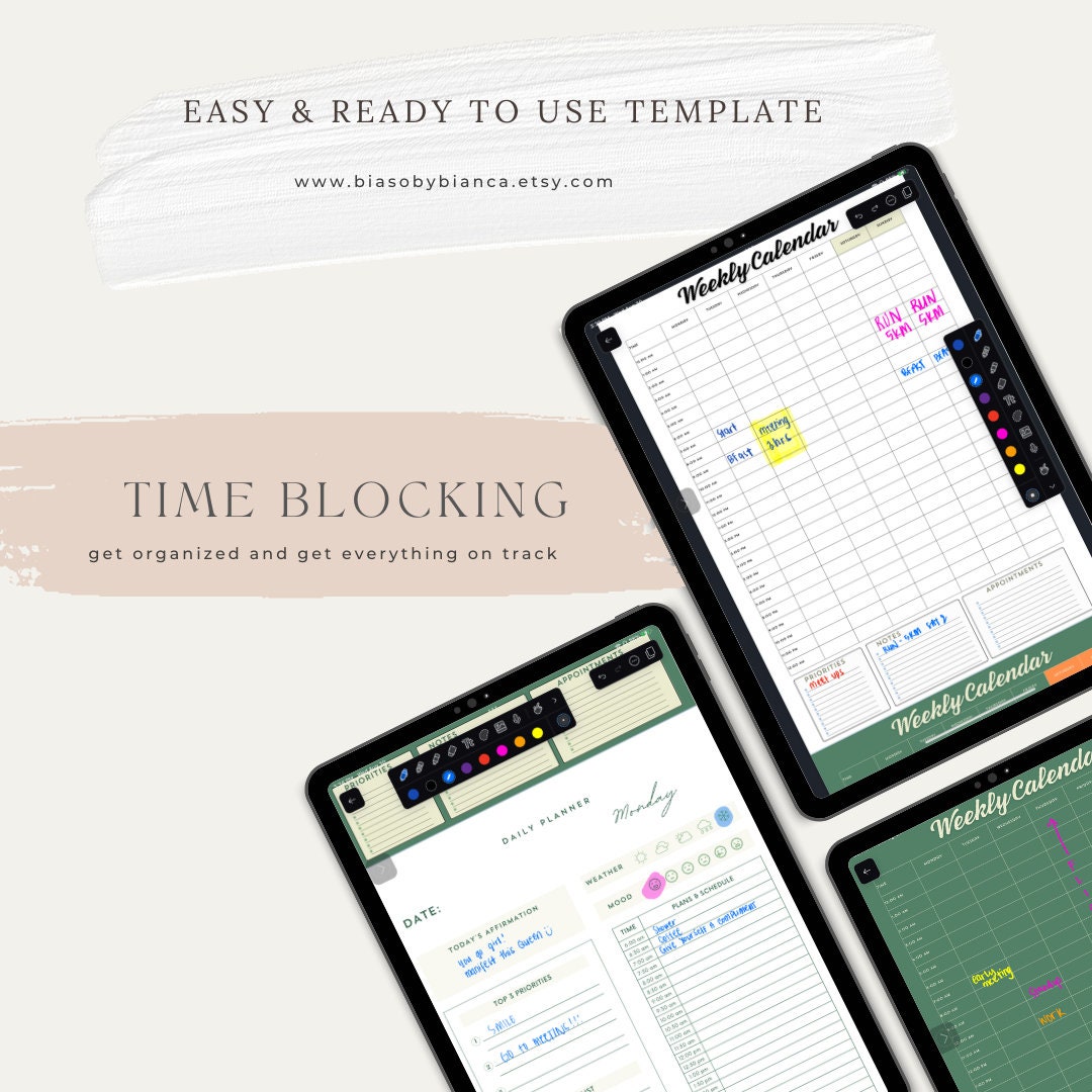 24 Hour Time Blocking Template,digital Planner With 30 Minutes Daily ...