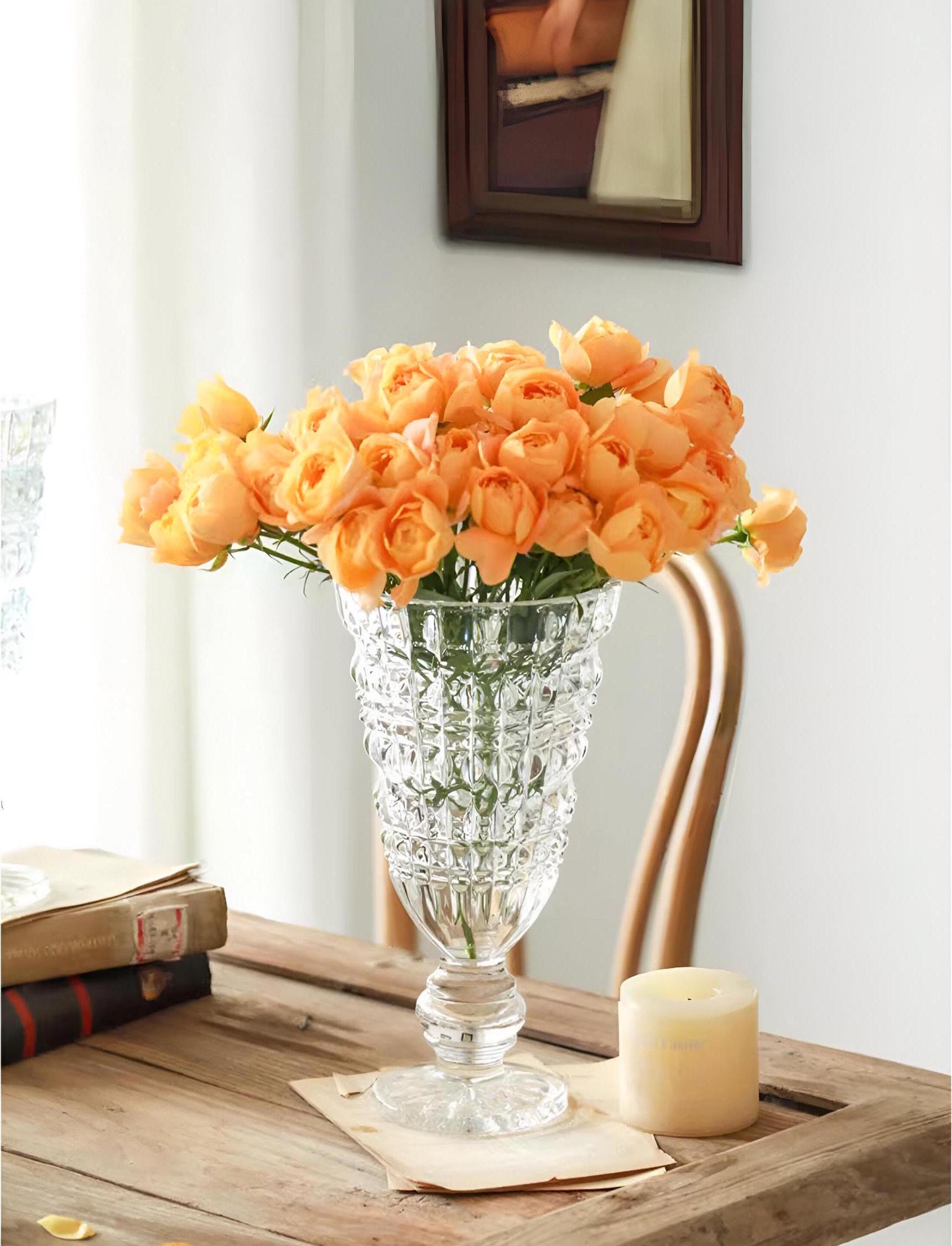 Victorian Crystal Cut Glass Vase, European Embossed Relief Flower Vase ...