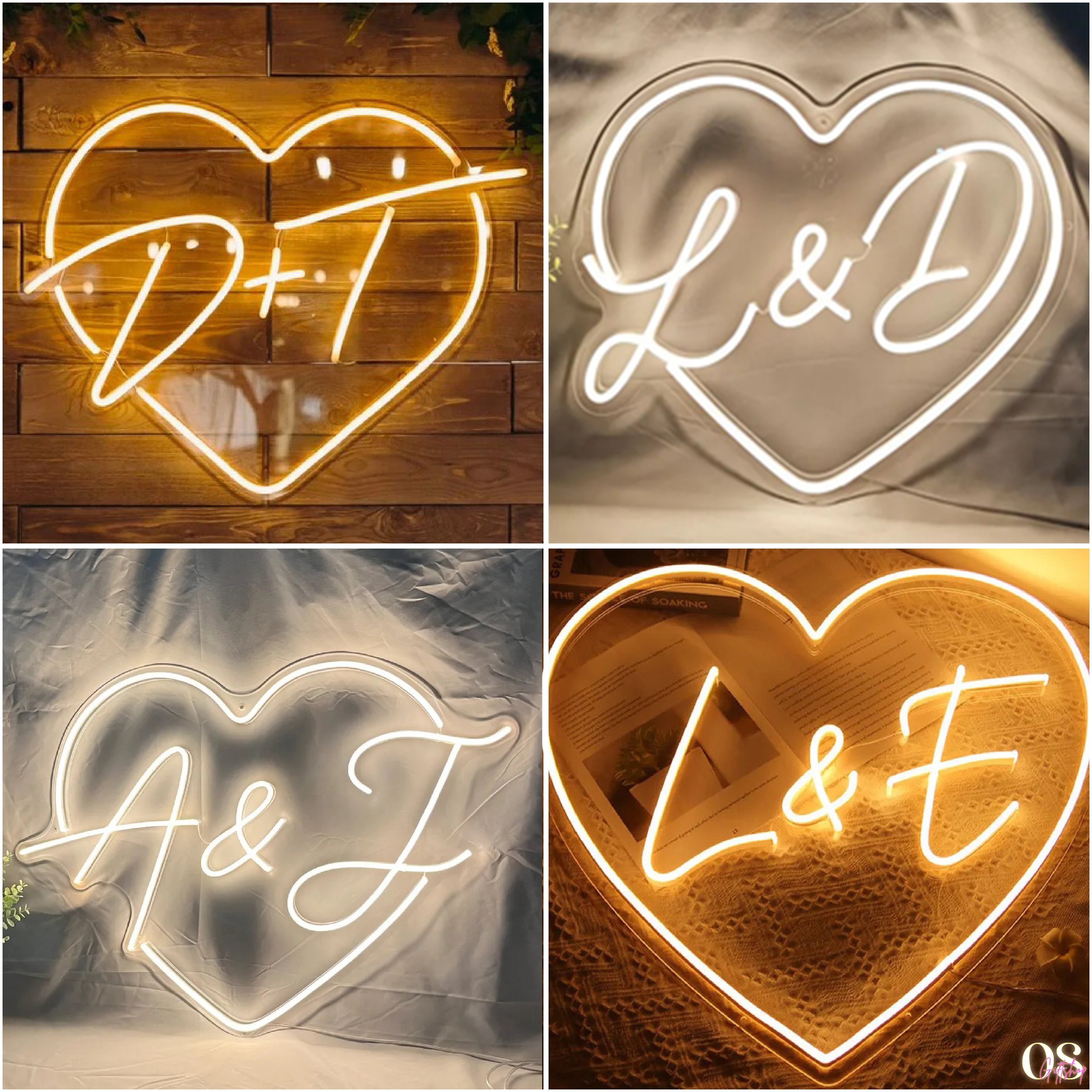 Custom Initials Heart Neon Wedding Sign, Personlized Wedding Initials ...