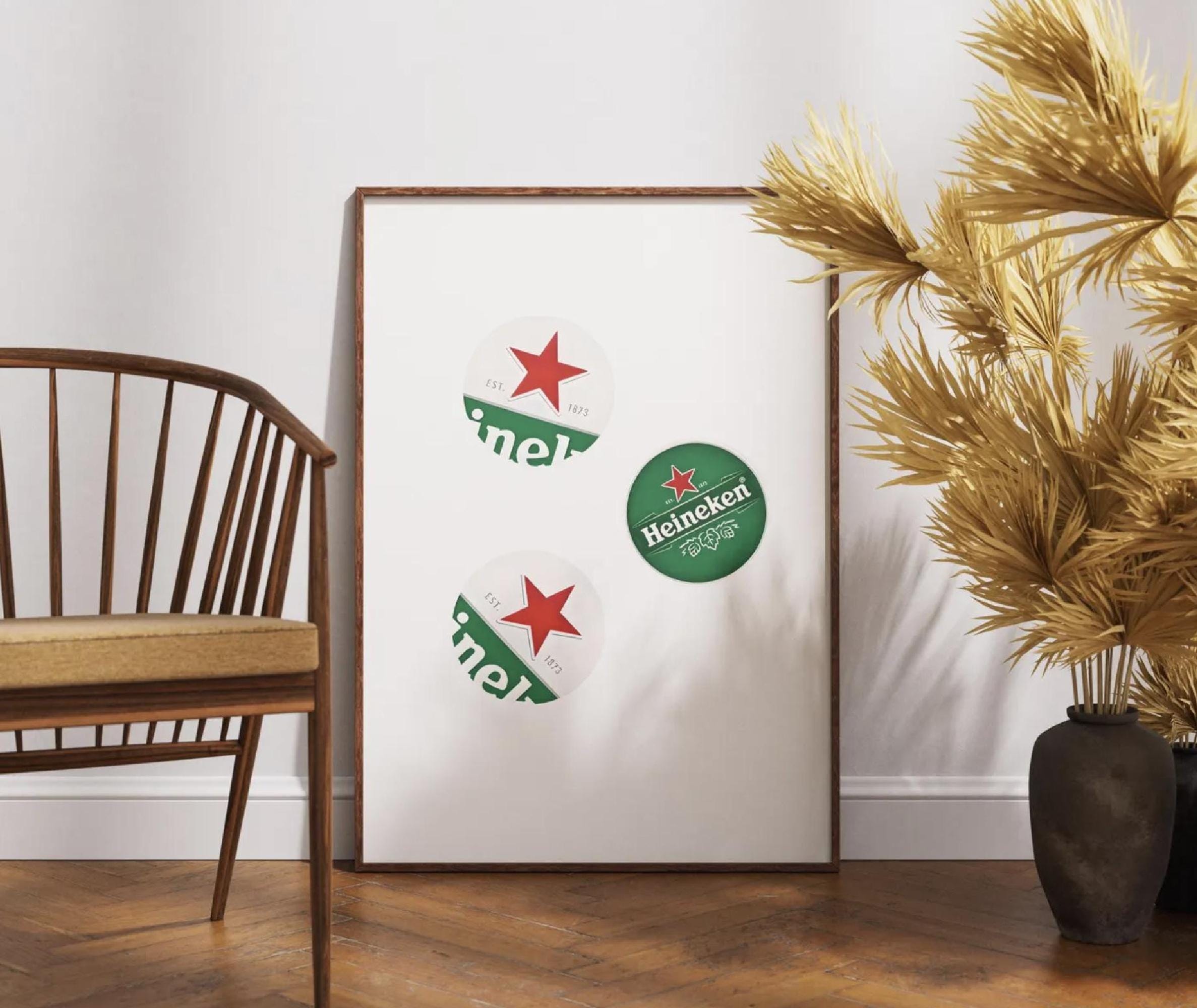 Heineken Bottle Caps Digital Download - Green Beer Wall Art for Man ...
