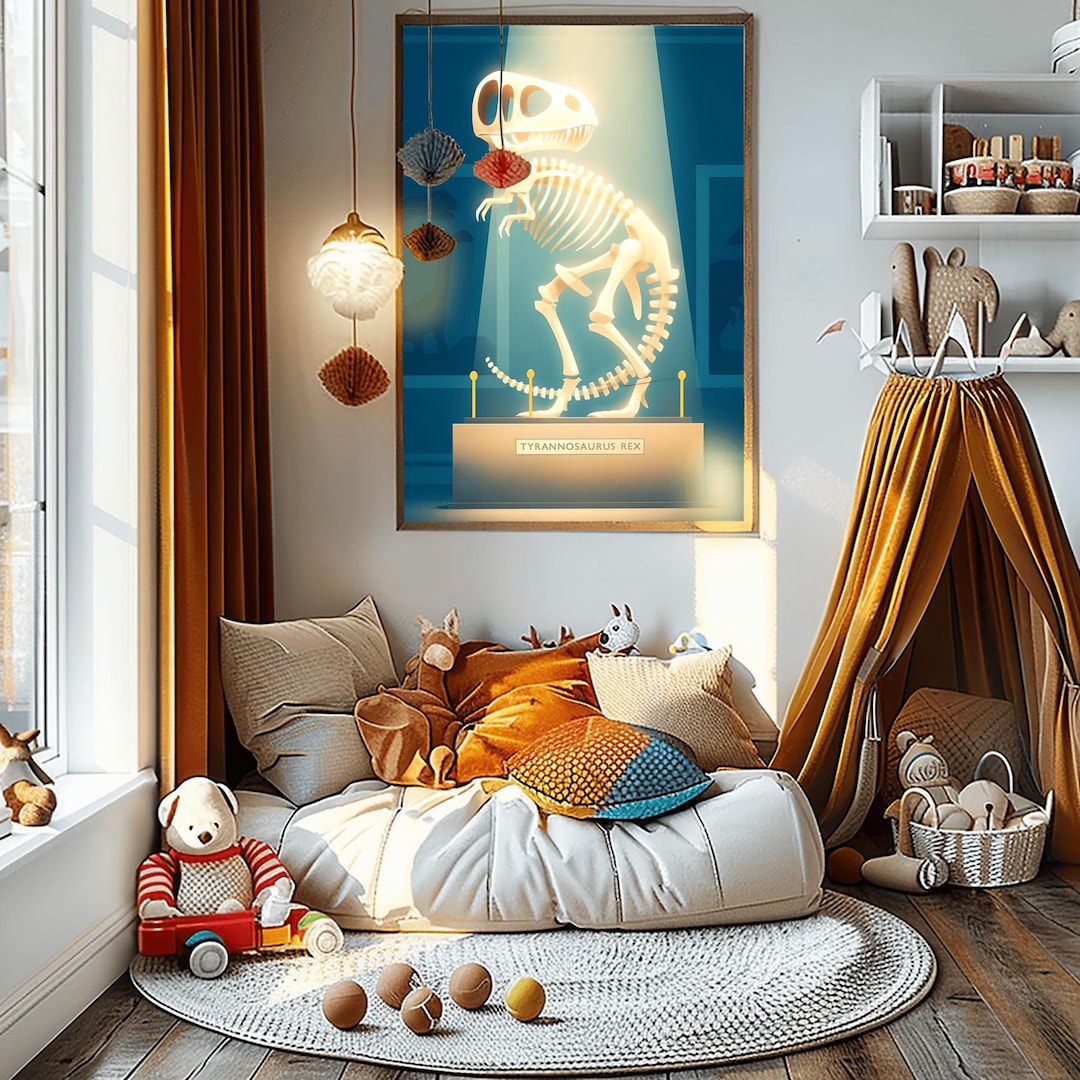 T-rex Kids Room Poster: Tyrannosaurus Rex Museum Illustration - Etsy Canada