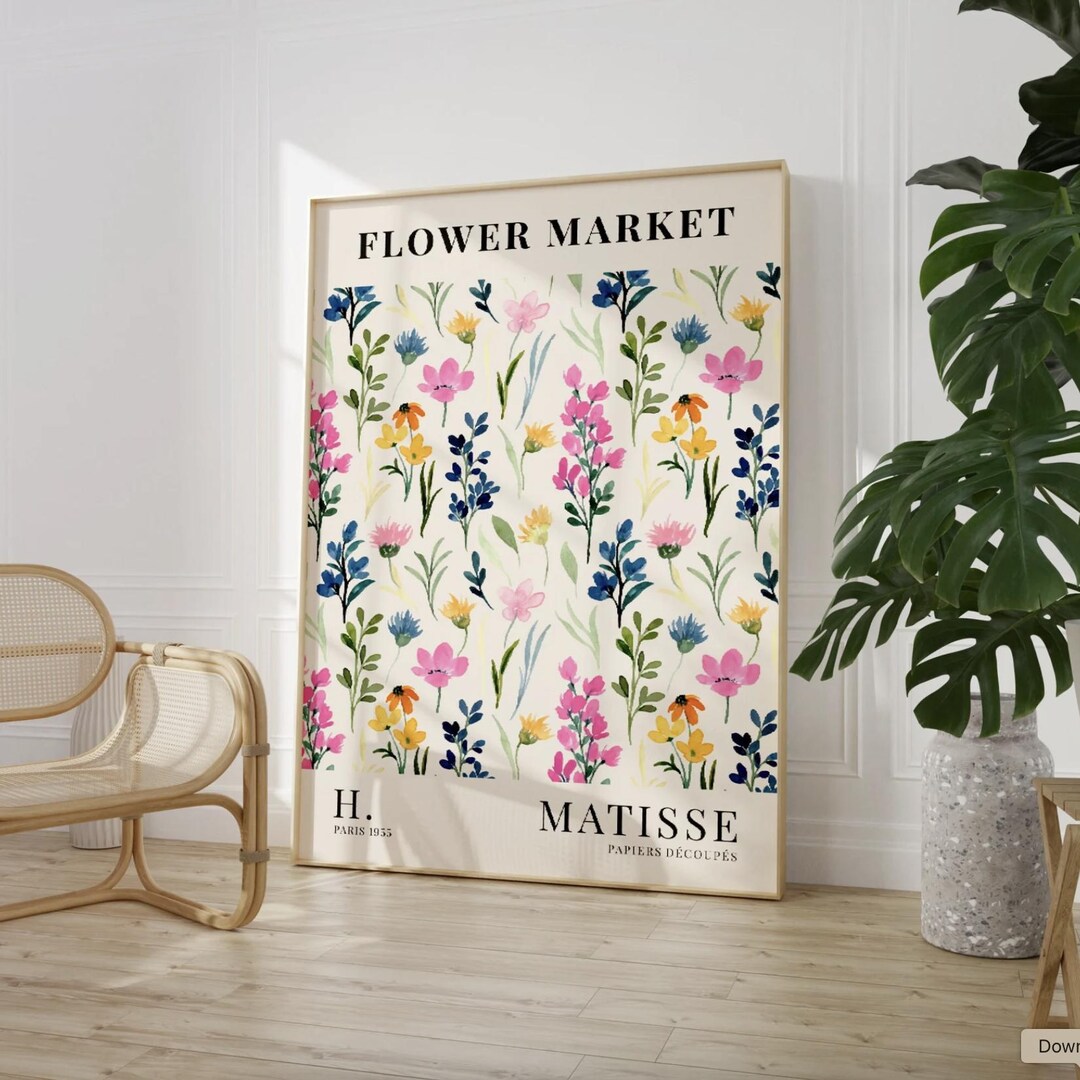 Colourful Flower Market Henri Matisse Watercolour Print, Boho Home ...